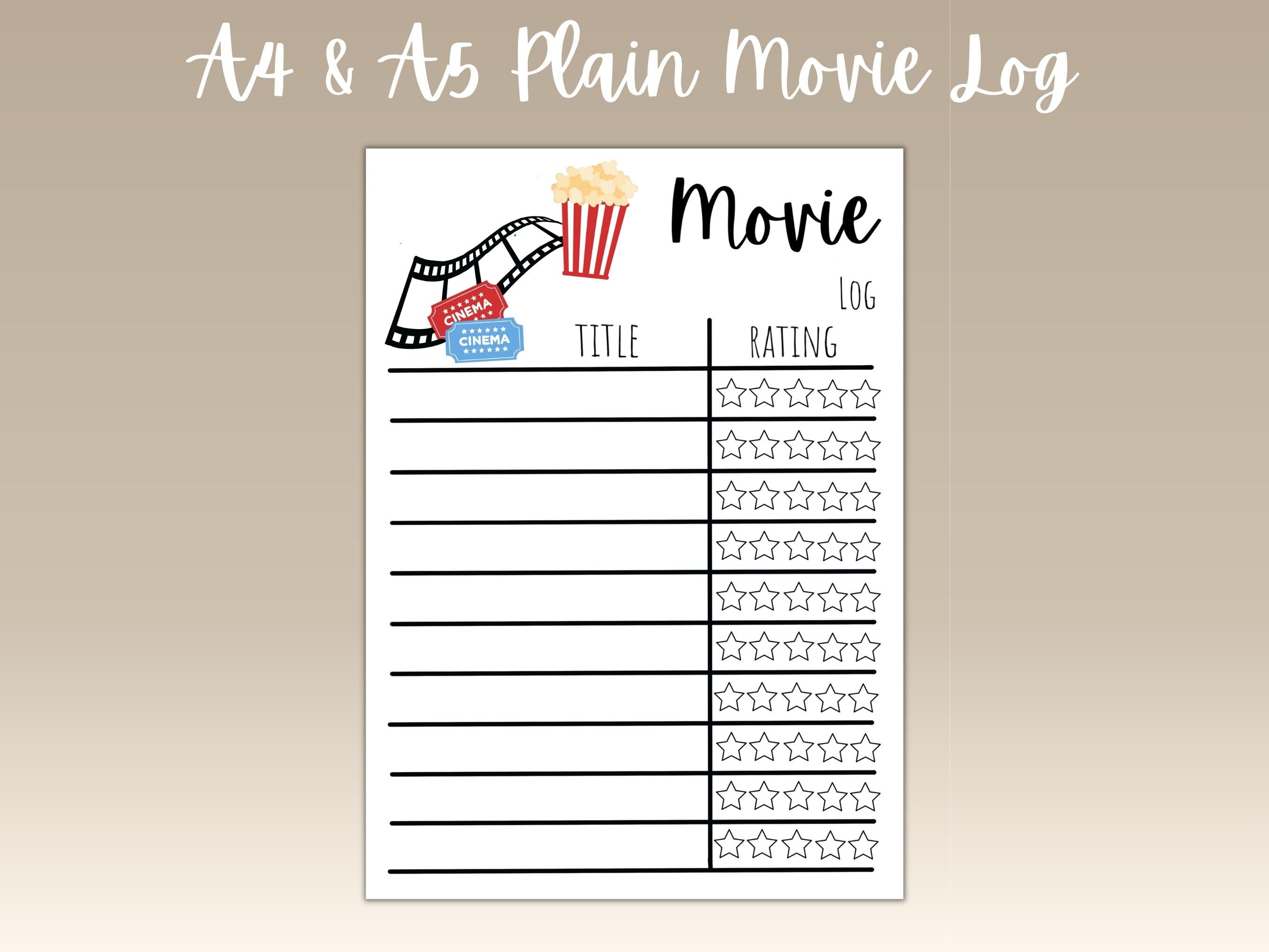 Printable Movie Log Bullet Journal Pages Bujo Printables Movie List - Etsy