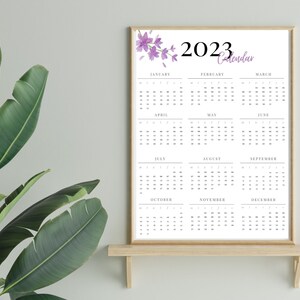 2022/2023 Printable One Page Calendar | A4 A3 and US Letter Size - Etsy