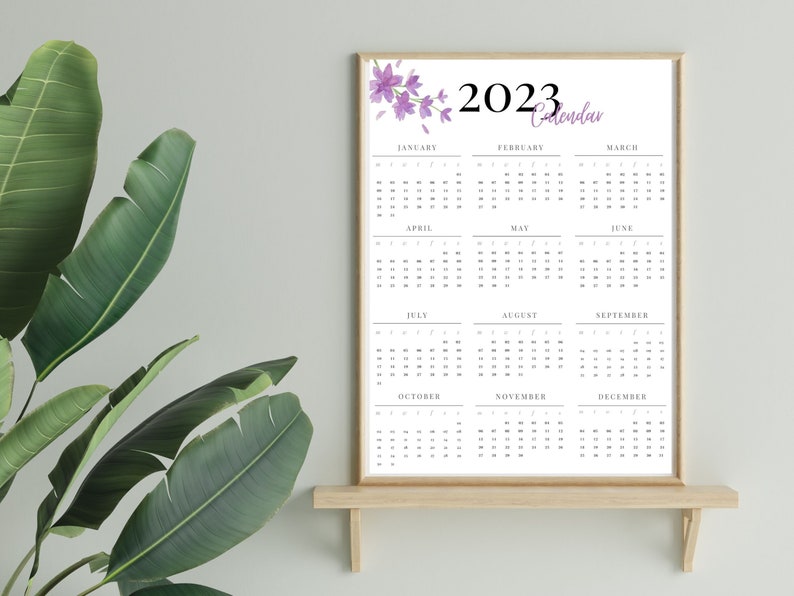 2022/2023 Printable One Page Calendar | A4 A3 and US Letter Size - Etsy