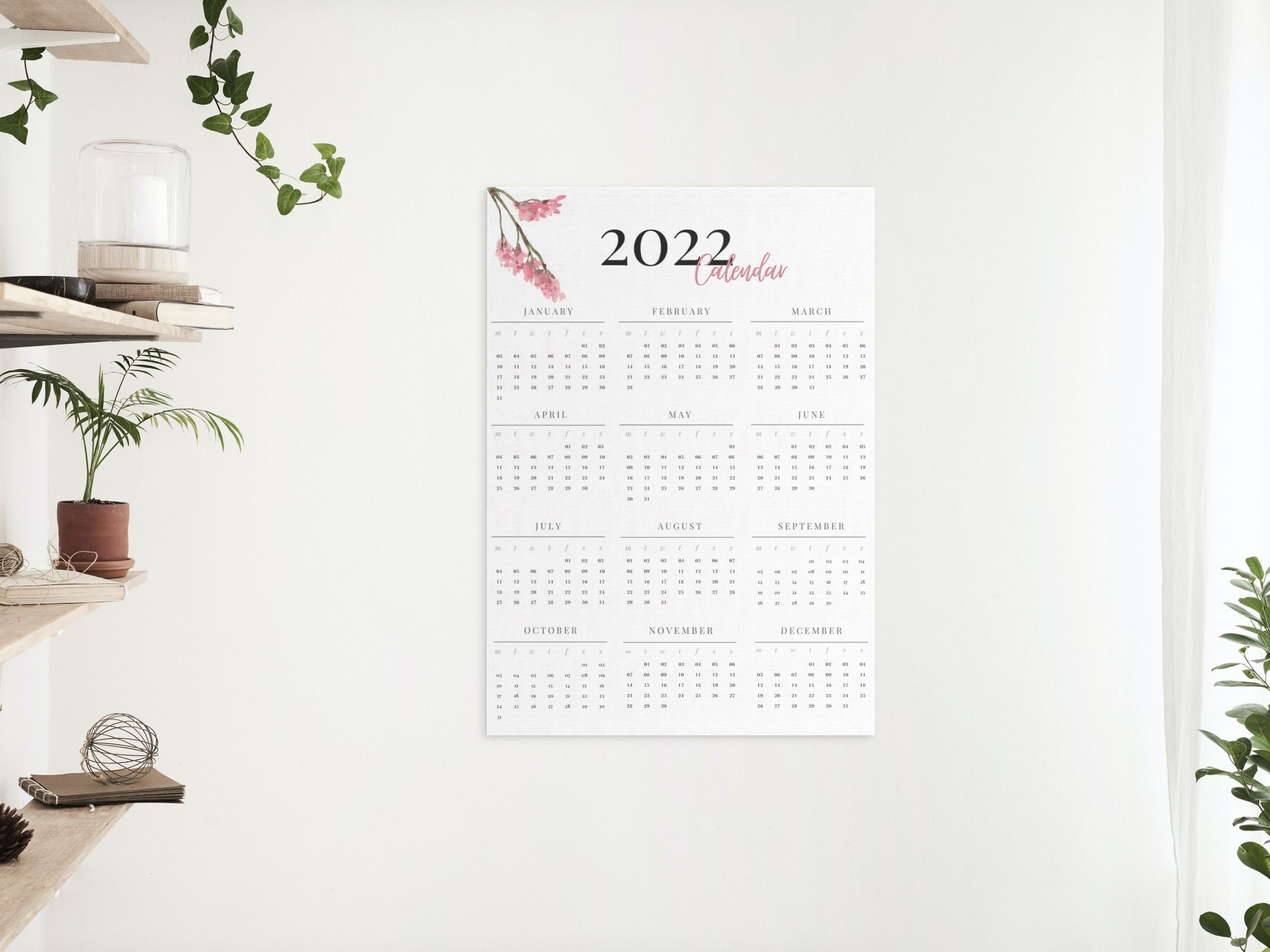 2022/2023 Printable One Page Calendar | A4 A3 and US Letter Size - Etsy