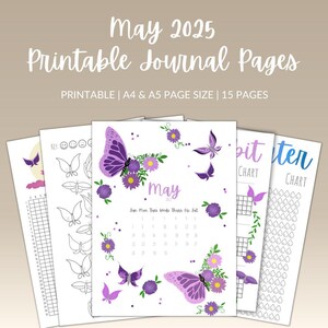 May 2025 Printable Journal Pages | Monthly Spread | May Bujo - Etsy