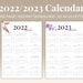 2022/2023 Printable One Page Calendar A4 A3 and US Letter Size - Etsy