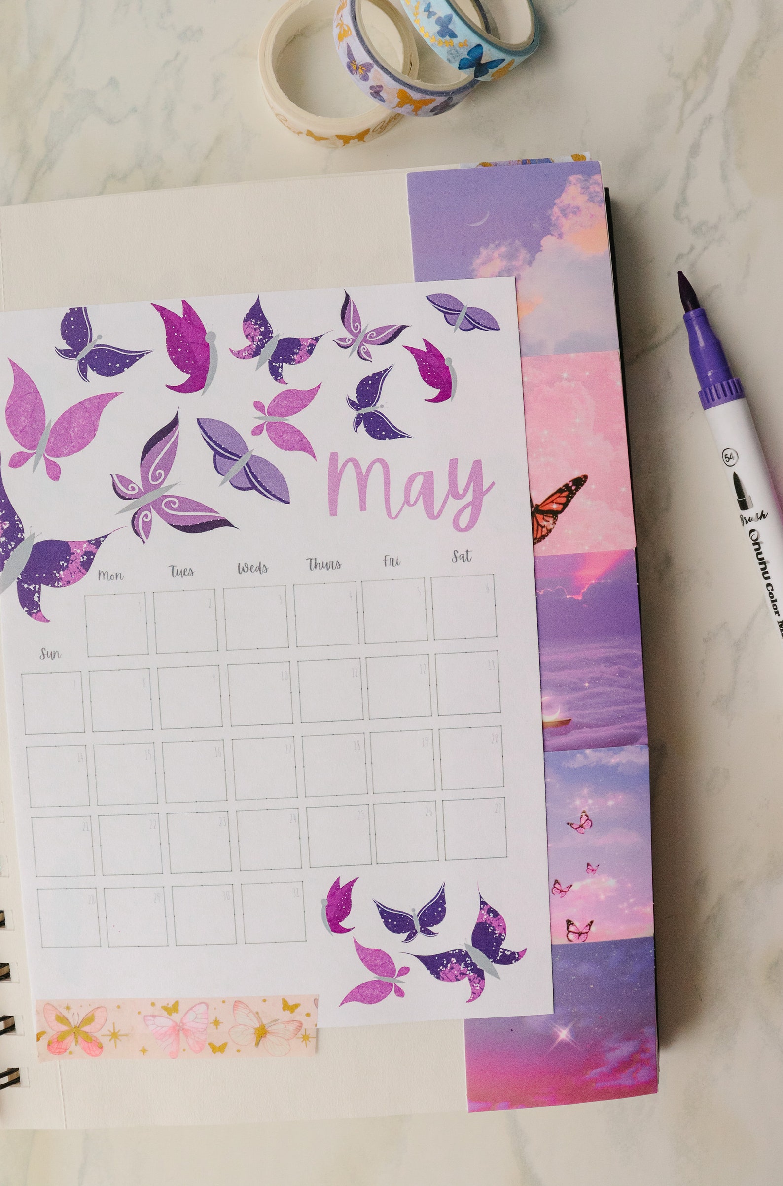 May 2025 Printable Journal Pages | Monthly Spread | May Bujo - Etsy