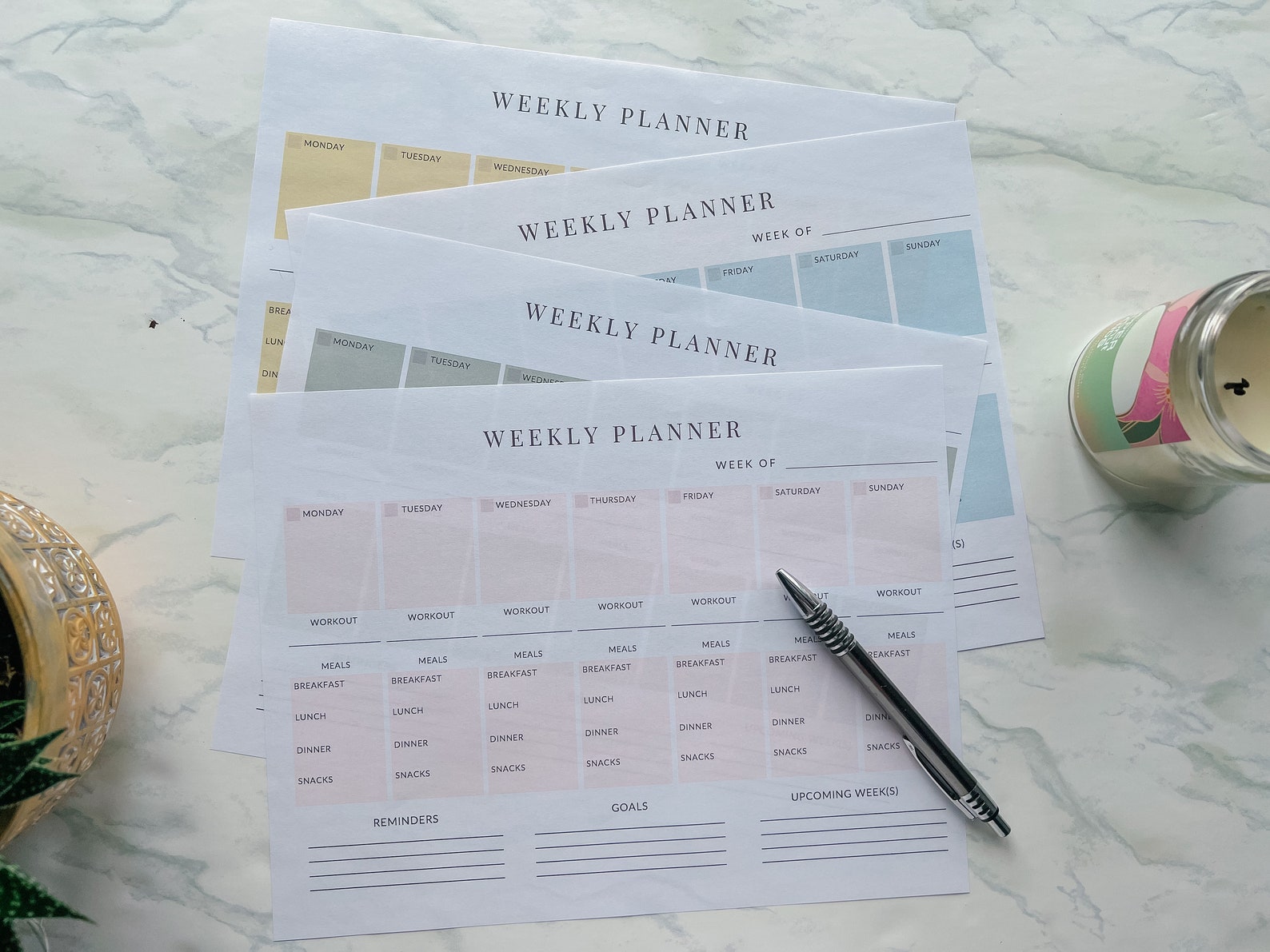 Weekly Planner Template Printable & Fillable PDF With - Etsy