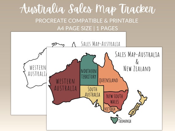 Australia Sales Map Tracker Procreate Compatible Printable | Etsy