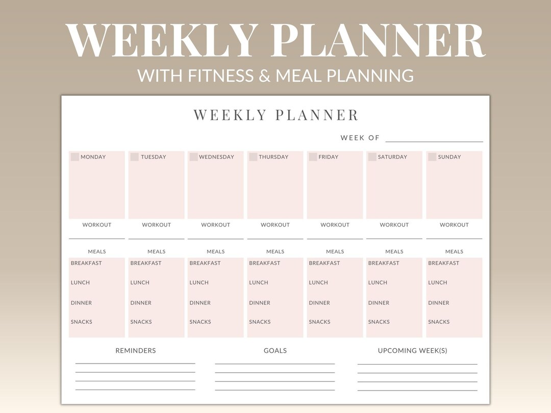 Weekly Planner Template Printable & Fillable PDF With - Etsy