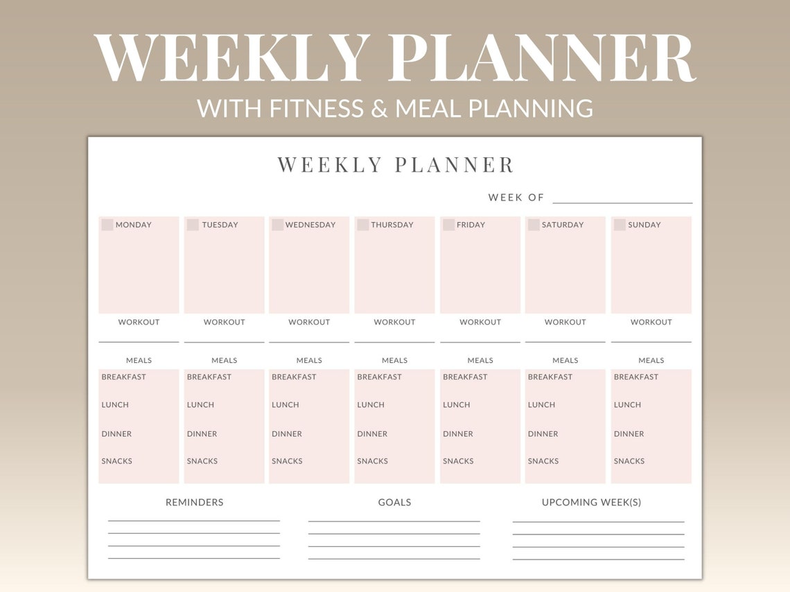Weekly Planner Template Printable & Fillable PDF With - Etsy