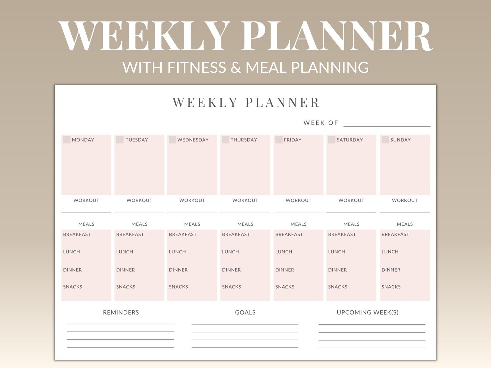 Weekly Planner Template Printable & Fillable PDF With - Etsy