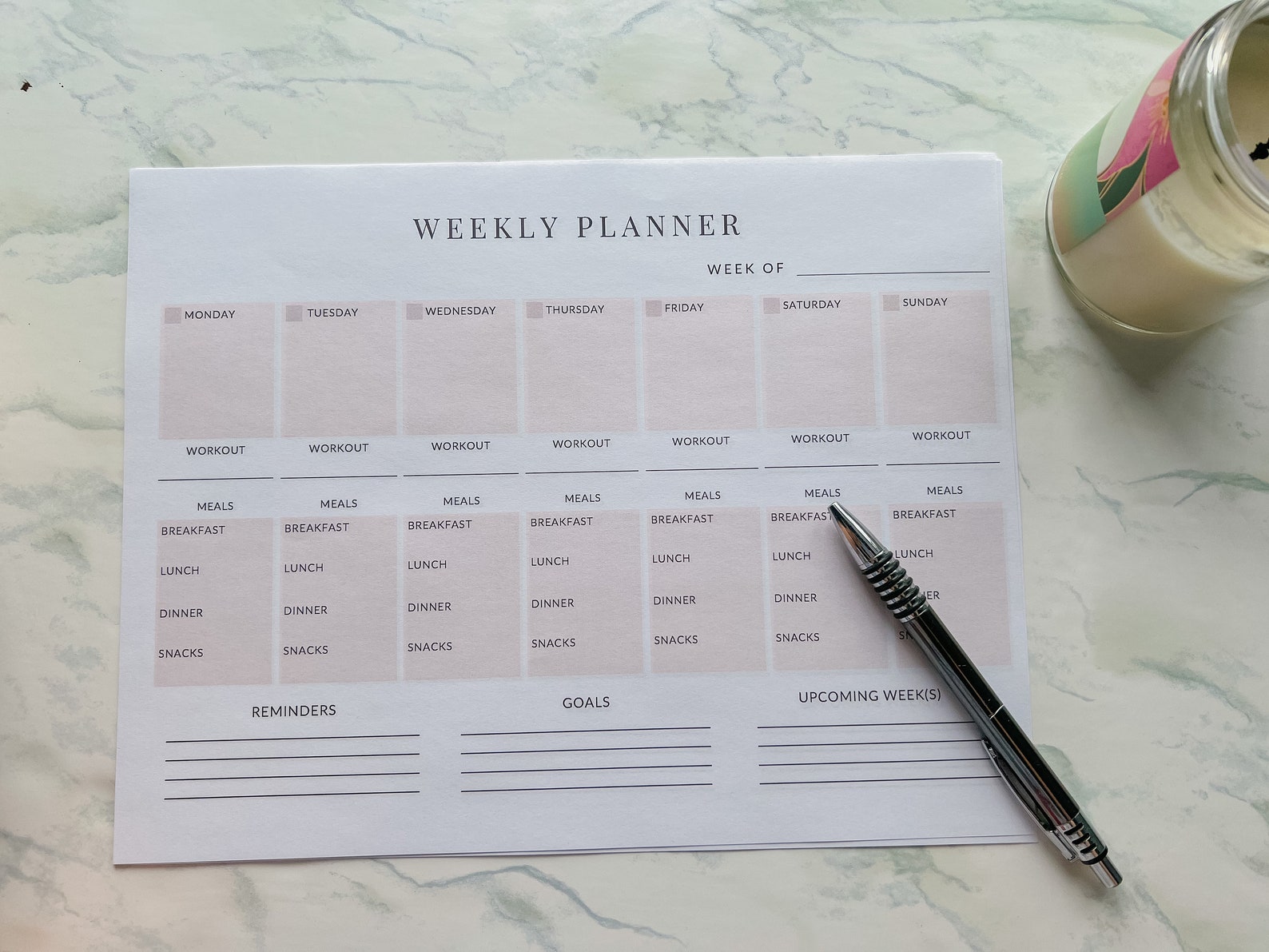 Weekly Planner Template Printable & Fillable PDF With - Etsy