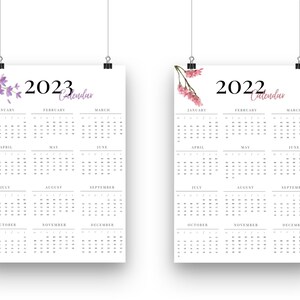 2022/2023 Printable One Page Calendar | A4 A3 and US Letter Size - Etsy