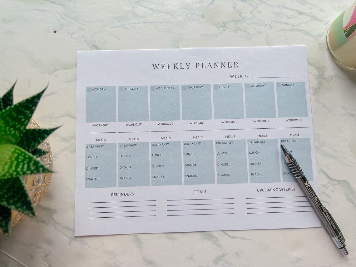 Weekly Planner Template Printable & Fillable PDF With - Etsy