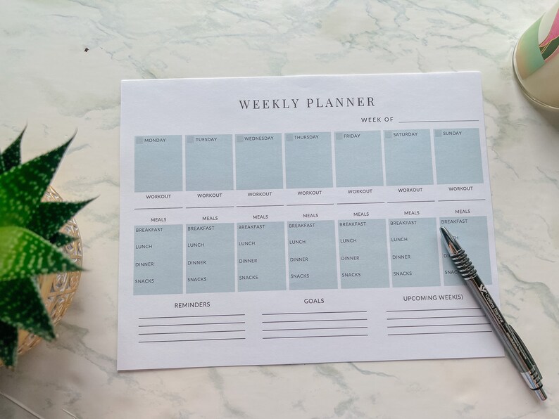 Weekly Planner Template Printable & Fillable PDF With - Etsy