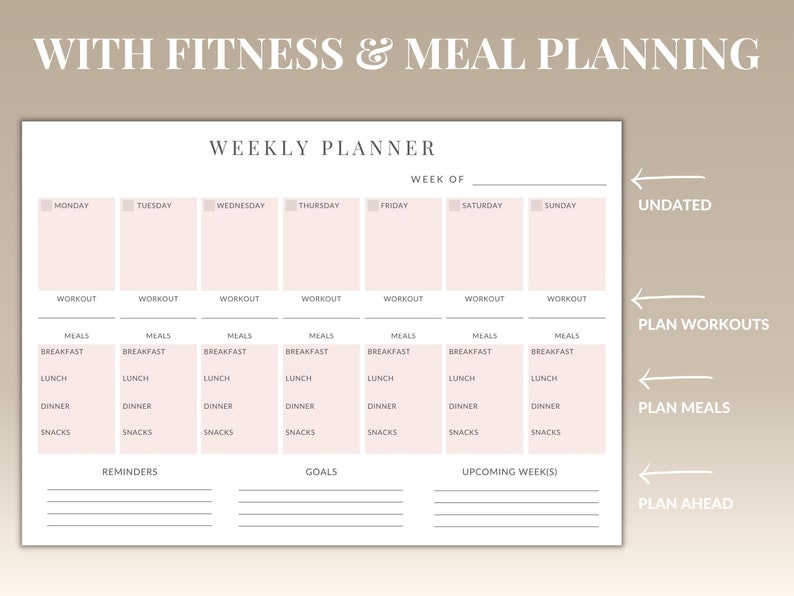 Weekly Planner Template Printable & Fillable PDF With - Etsy