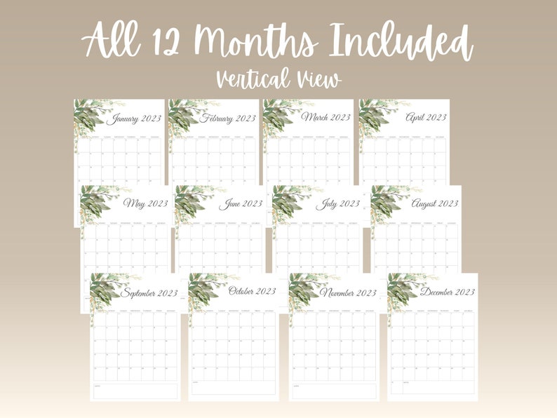 2023 Calendar Printable & Fillable PDF Portrait and - Etsy Canada