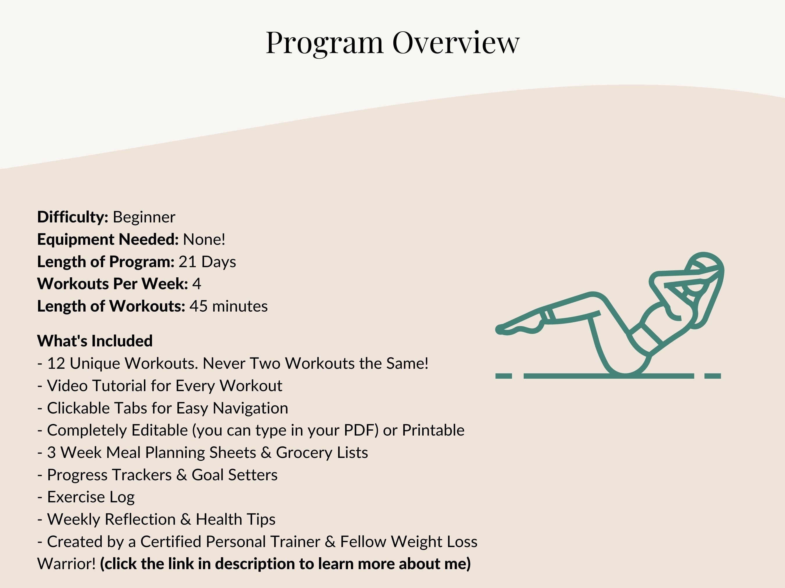 Printable Workout Plan 21-day Workout Plan | No Equipment - Etsy