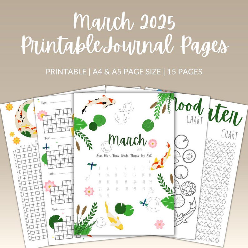 March Printable Journal Pages 2025 | Monthly Spread | Bujo Pages - Etsy