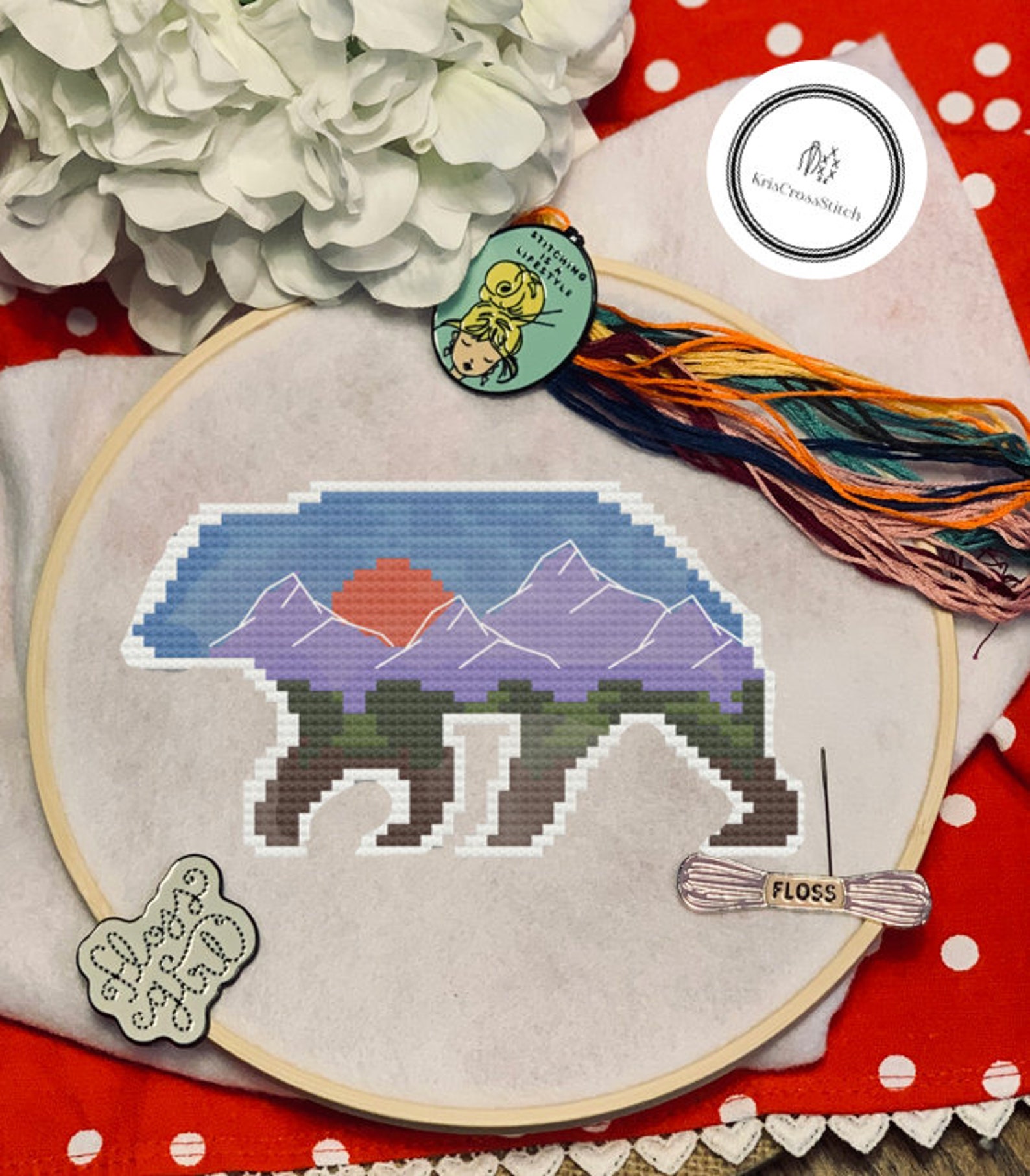 Mountain Bear Cross Stitch Pattern | Etsy