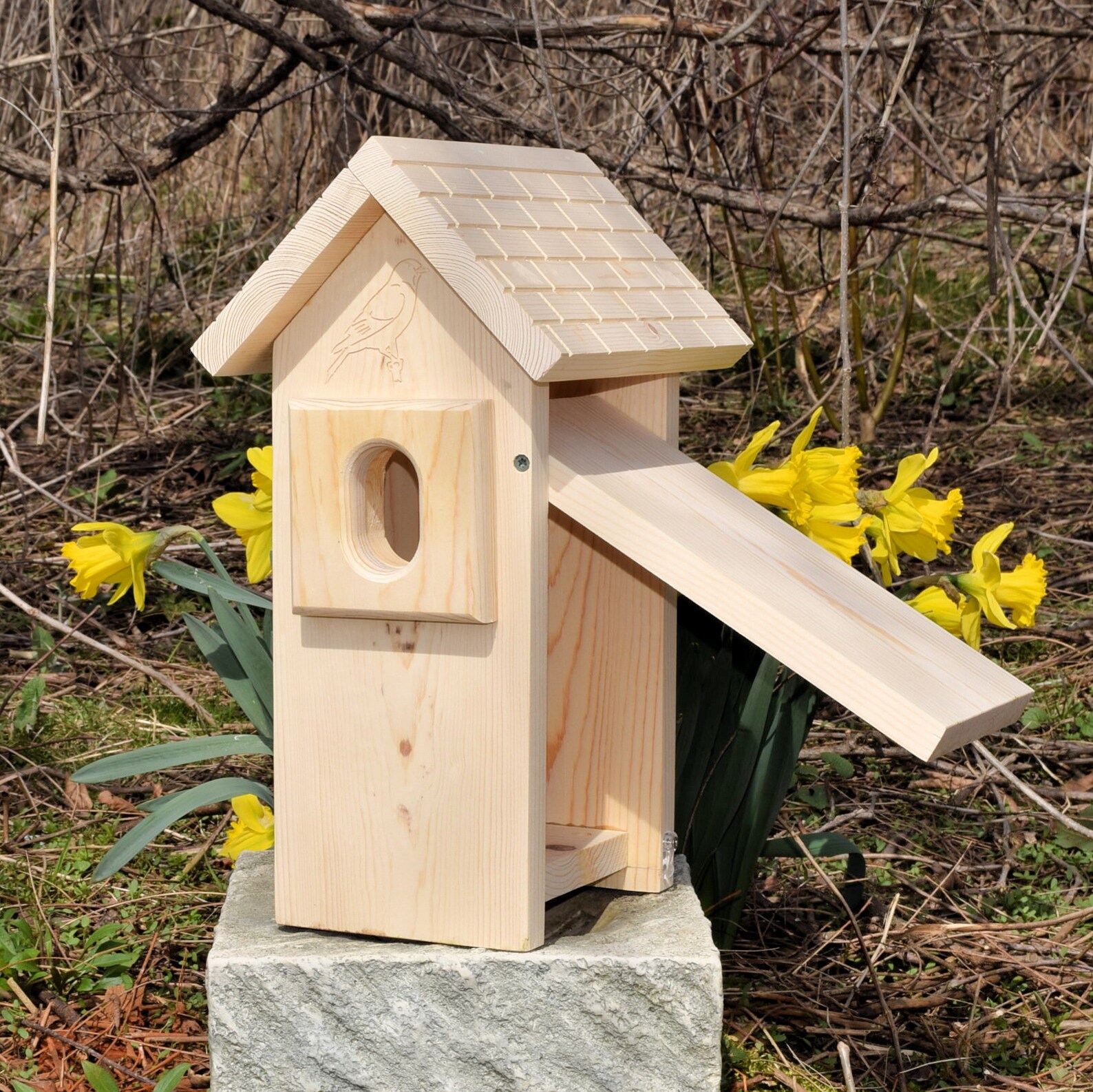 Bluebird House - Unfinished Pine - Easy Clean - Predator Guard - Gable ...
