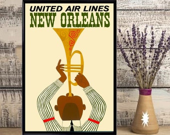 New Orleans Vintage Travel Poster - Etsy