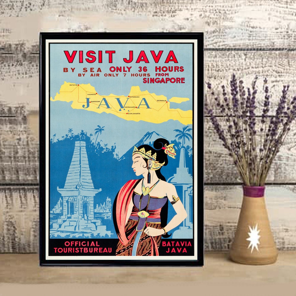 Bali Vintage Travel Poster by G. Kolff & Co Vintage home | Etsy