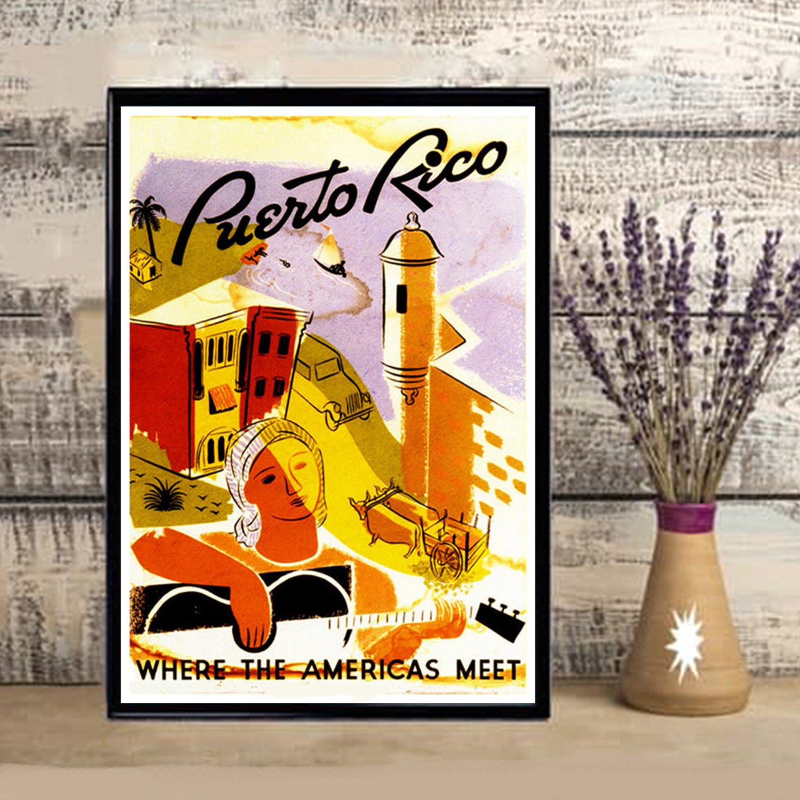 Puerto Rico Vintage Travel Poster Wall Art Print | Etsy
