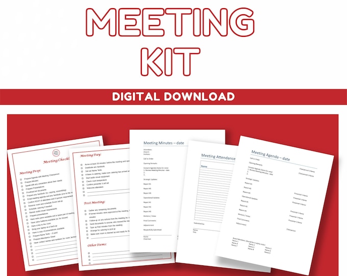 Meeting Kit Meeting Templates Editable Meeting Checklist - Etsy