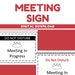 Meeting Sign Printable Office Door Sign | Meeting in Progress Sign | Do ...