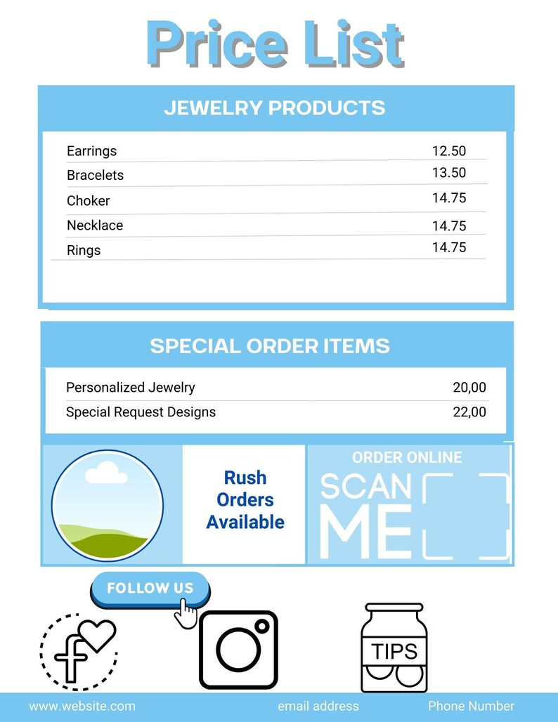DIY Price List Template: Editable Canva Flyer (digital Download) - Etsy