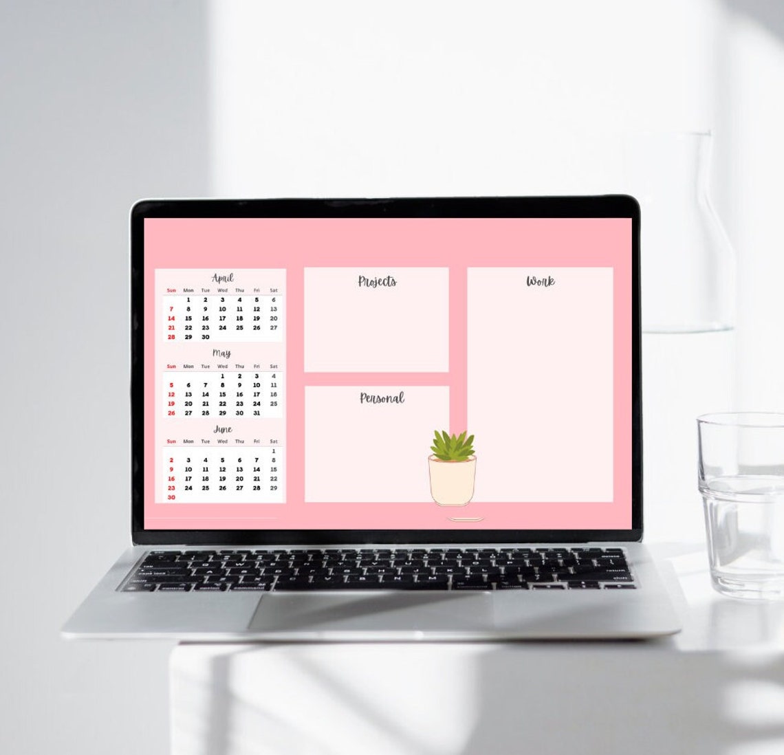 Desktop Wallpaper Pink 2024 Calendar Computer Background Calendar ...