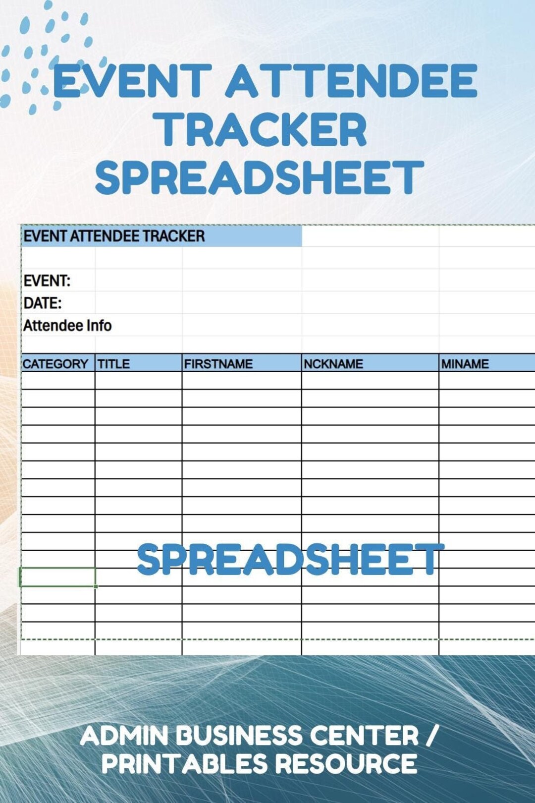Event Attendee Tracker Spreadsheet: Editable Excel Template (digital ...
