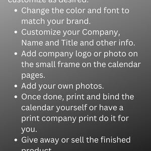 Promotional Calendar for Small Business Editable Marketing Item ...