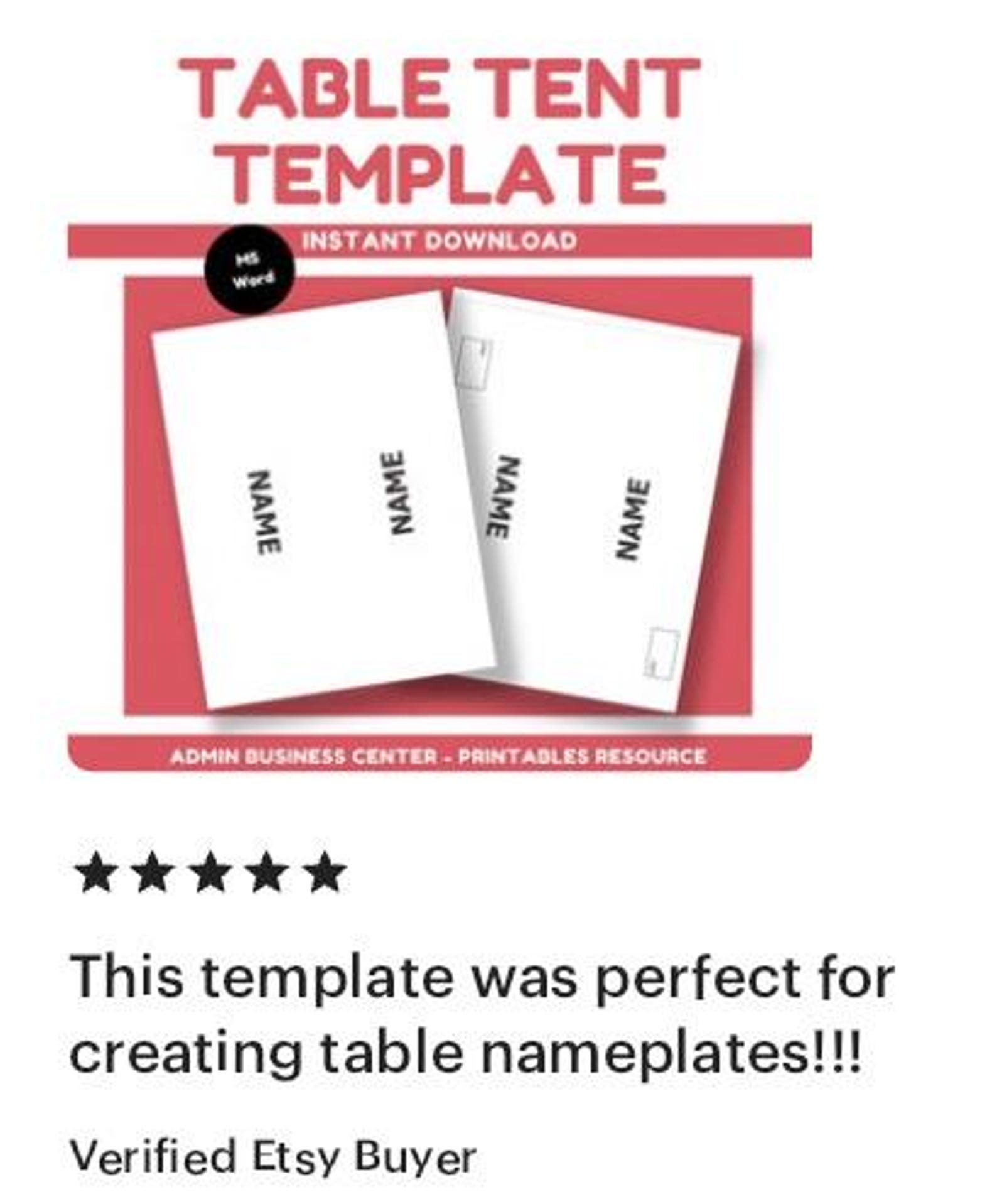 Table Tent Template Large Tent Card | Printable Tent Card | Editable ...