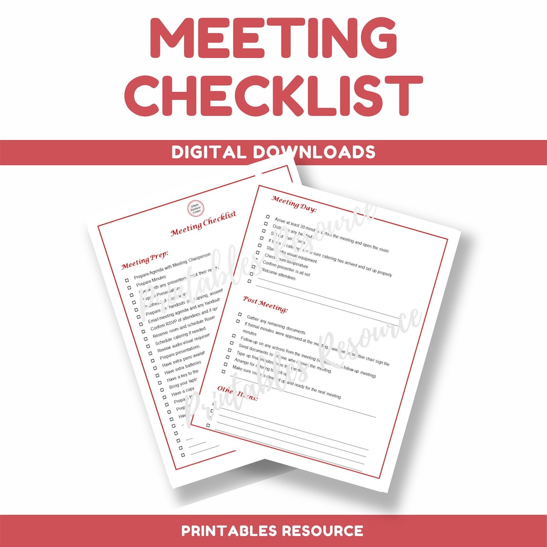 Meeting Checklist | Meeting | Checklist | Checklist Printable ...