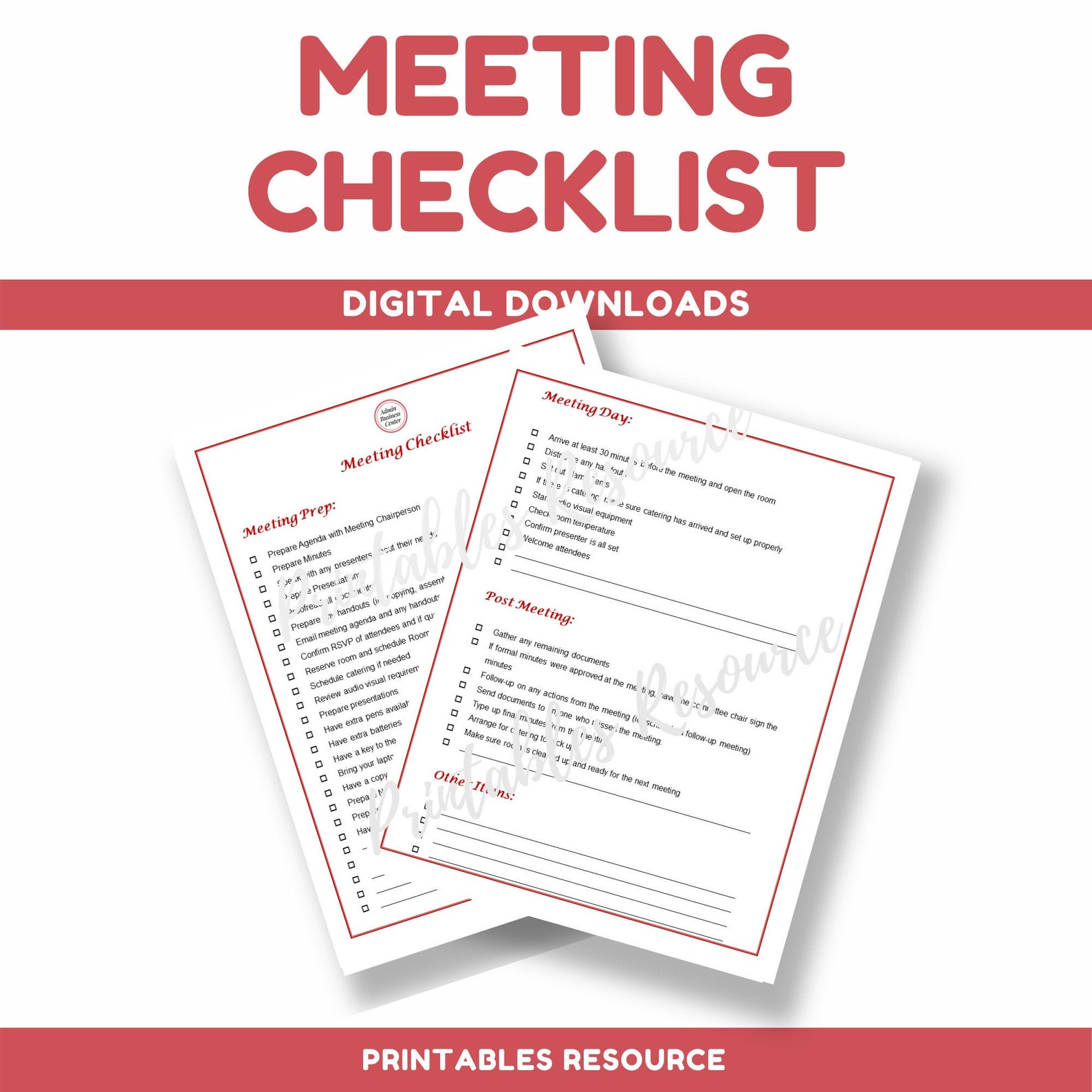Meeting Checklist | Meeting | Checklist | Checklist Printable ...