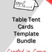 Table Tent Template Large Tent Card Bundle Printable Tent Card ...