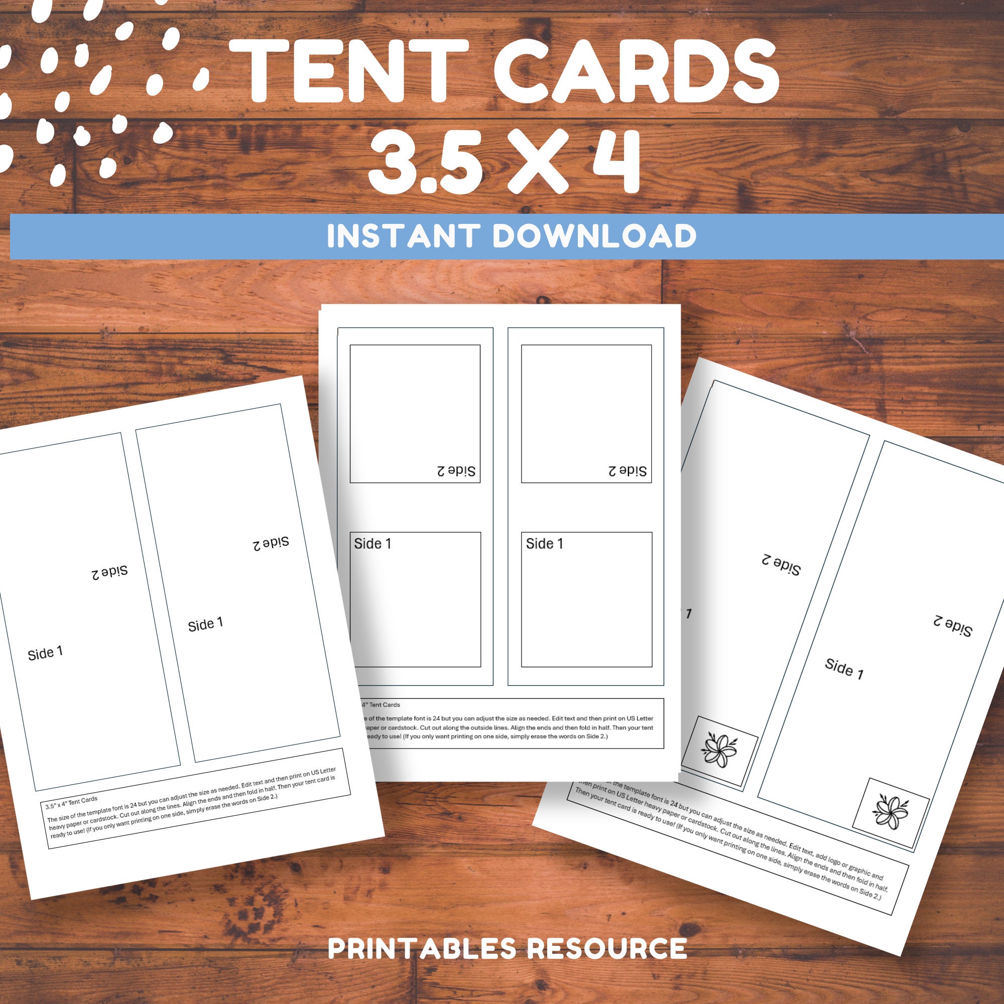 Tent Card Template 3.5 X 4 Editable Table Tent Card | Printable Tent ...