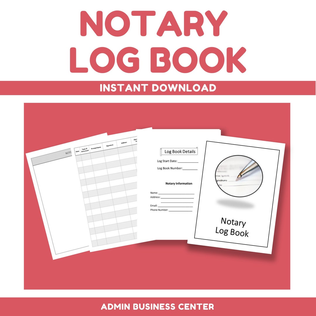 Notary Log Book | Printable Notary Journal Book | Notary Supplies ...