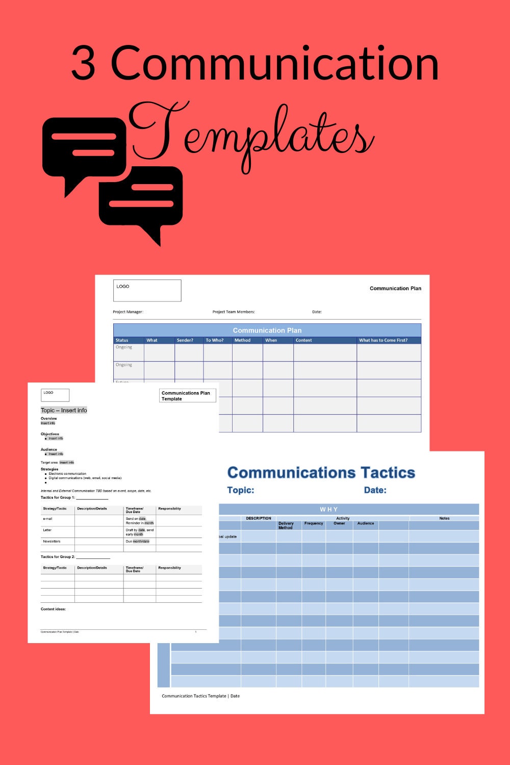 Editable Communication Plan Template: Business Resources (MS Word ...