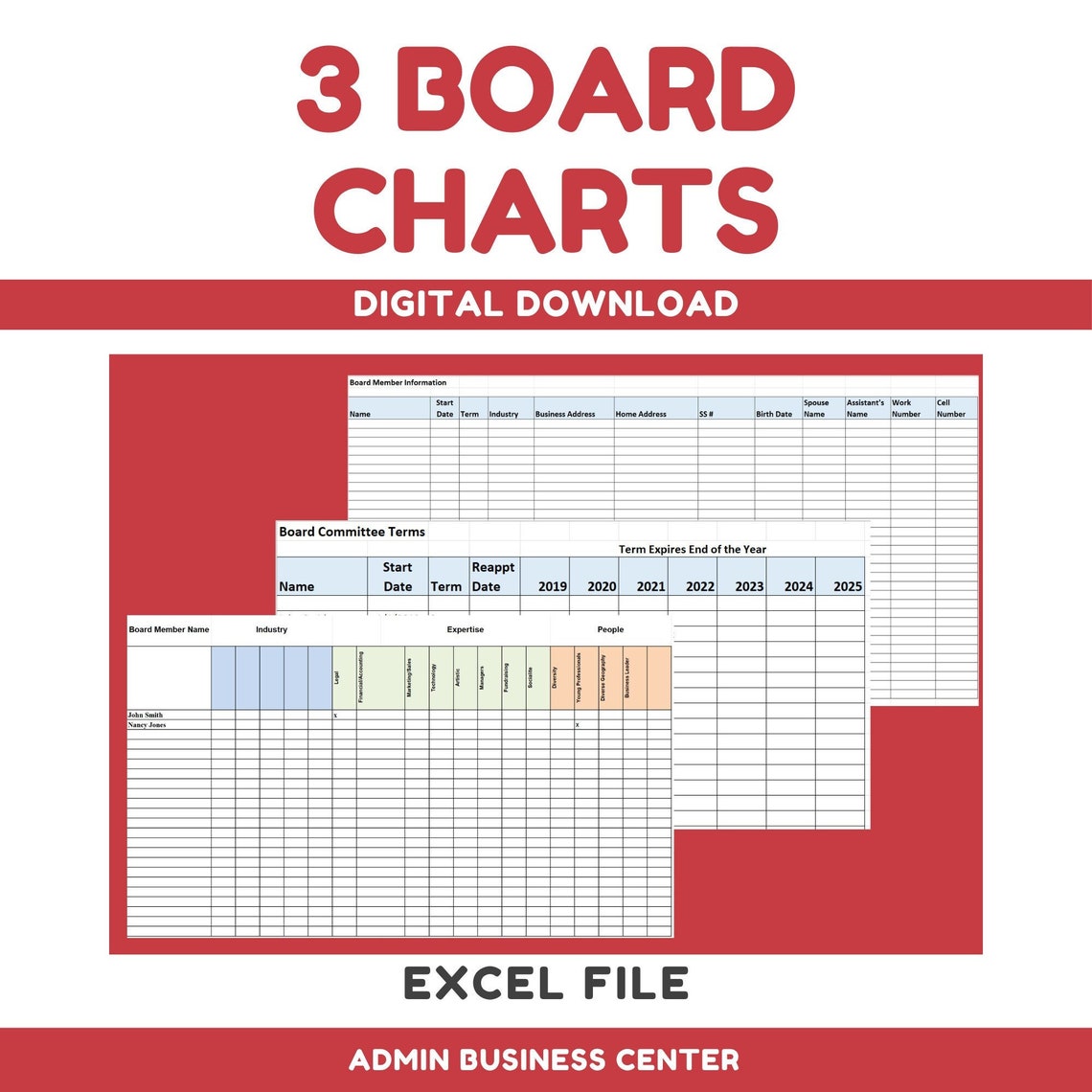 Editable Board Member Charts: Director Tracker Excel Template (digital ...