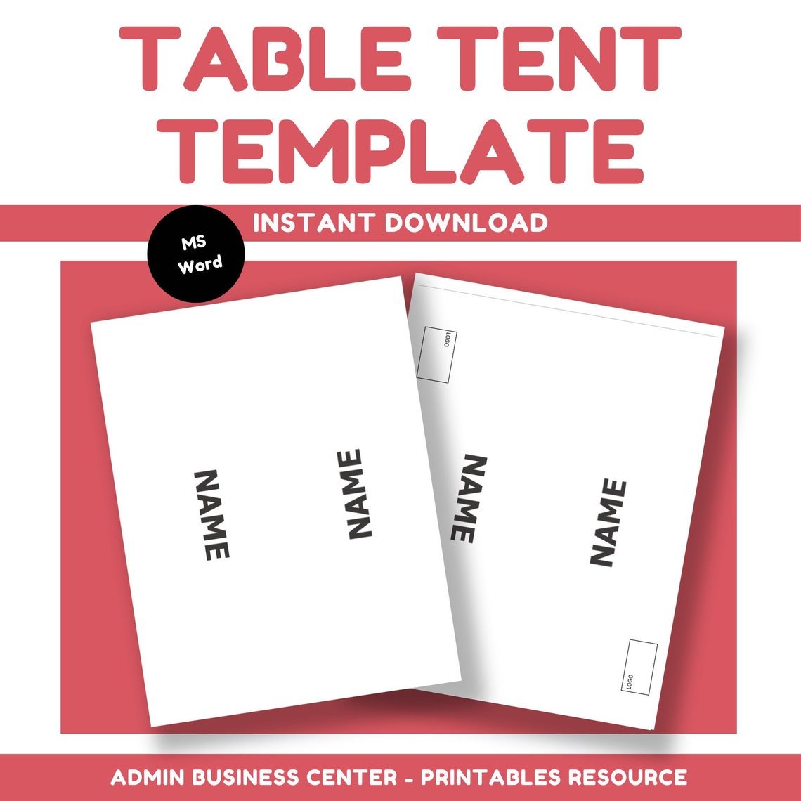 Table Tent Template Large Tent Card | Printable Tent Card | Editable ...