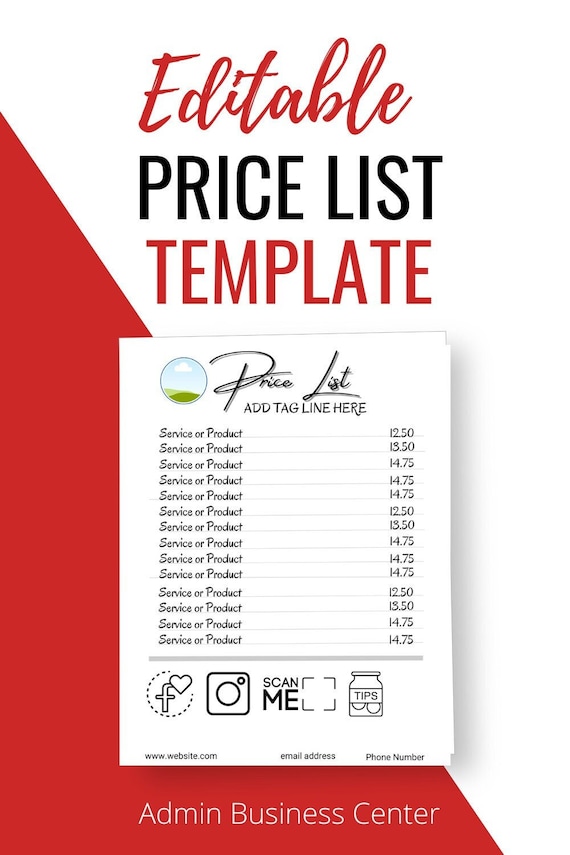 Product Price List Template