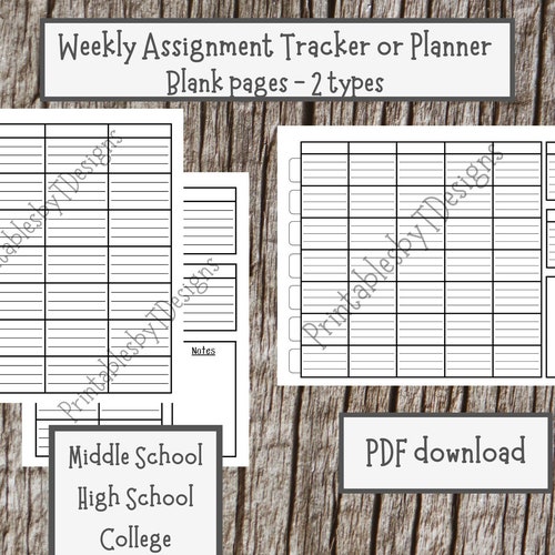 Printable Assignment Tracker Weekly Homework Planner Back to - Etsy