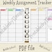Weekly Assignment Tracker, Blank, Homework Planner, Middle School High ...