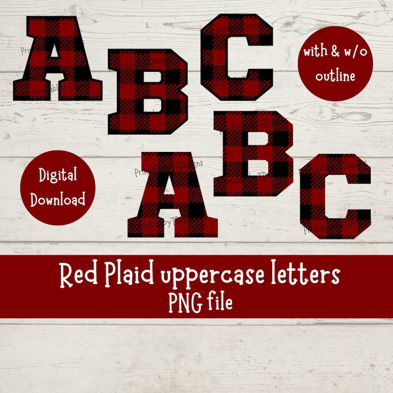 Red Plaid Letters PNG, Buffalo Plaid Letters, Uppercase Letters. Letter ...