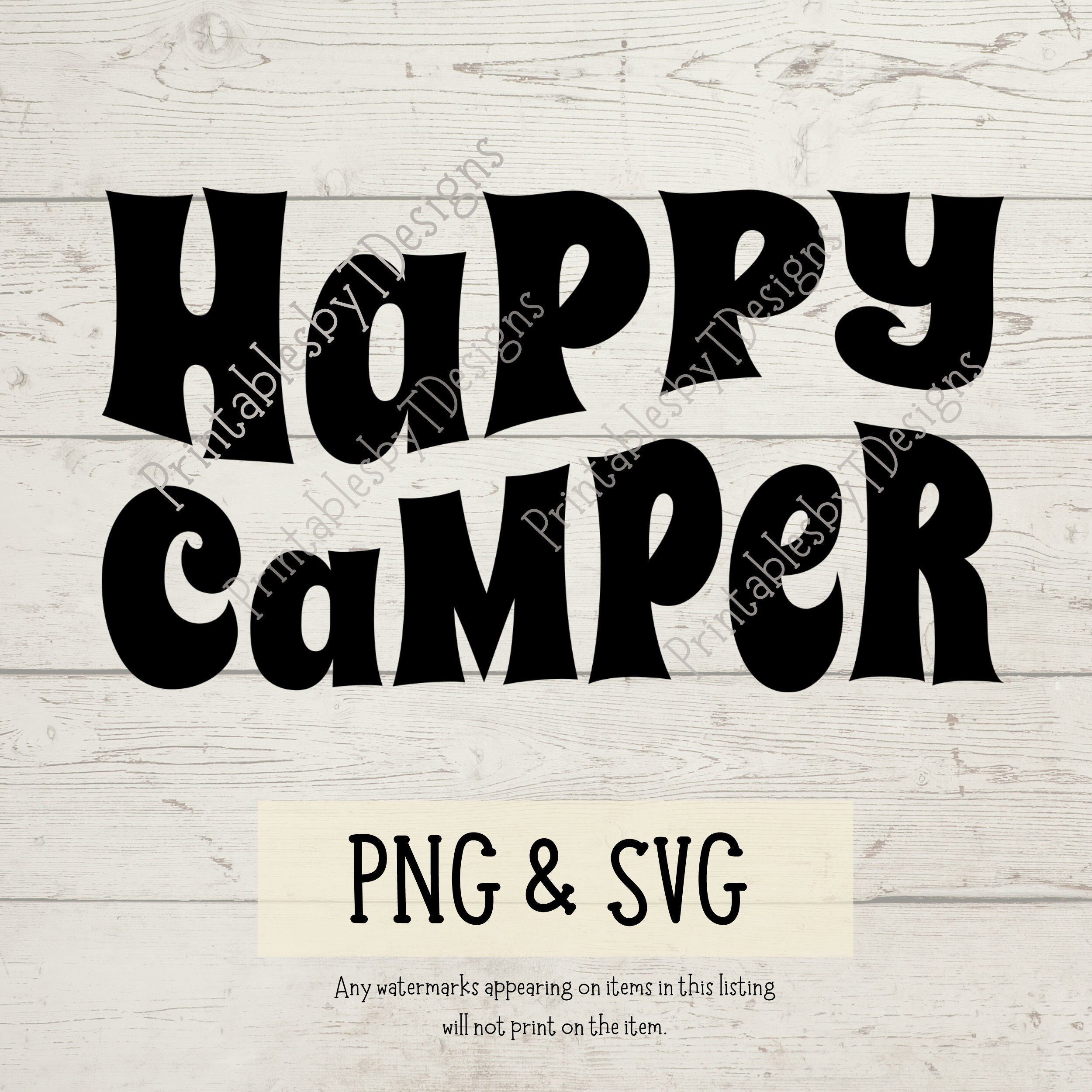 Happy Camper PNG, Wavy Text Art, SVG Cut File, Happy Camper Svg, Art ...