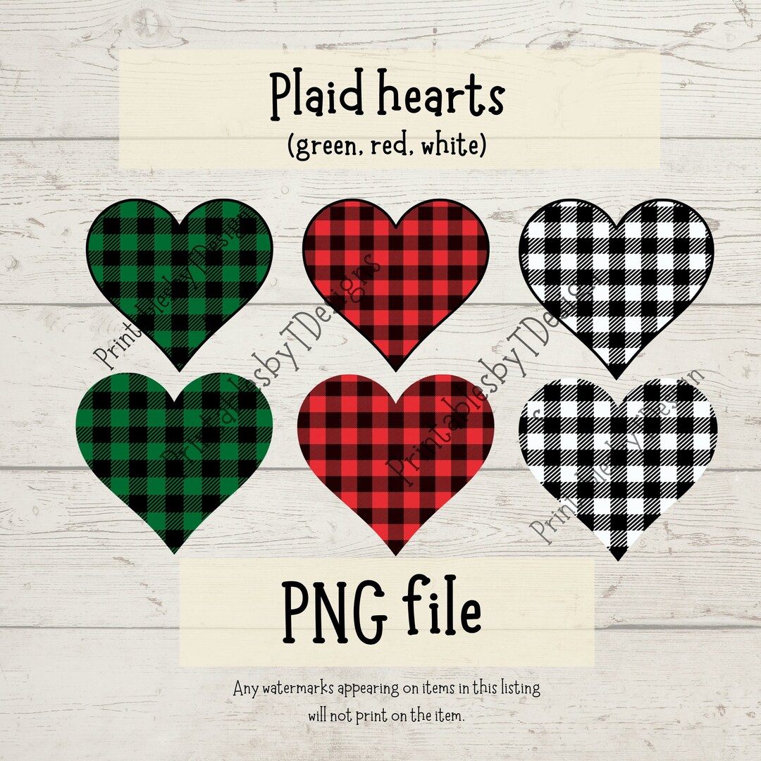 Plaid Hearts PNG, White, Green, Red Checkered Heart, Checkerboard Heart ...