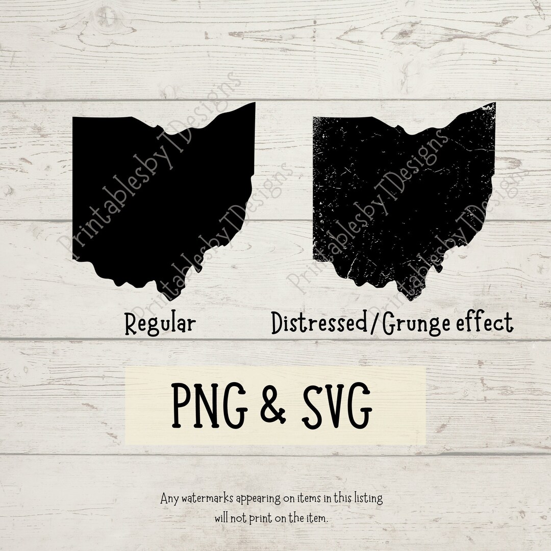 Ohio State Shape PNG, Distressed SVG Cut File, State Svg, State Clipart ...
