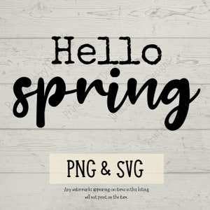 Hello Spring SVG, Png, SVG Cut File, Spring Greeting Svg, Word Art ...