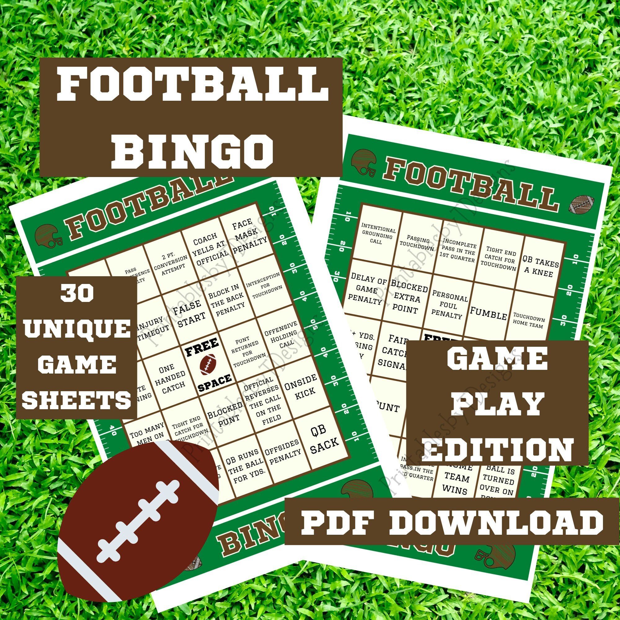 Football BINGO PDF, Party Game, Watch Party Game, Football Game ...