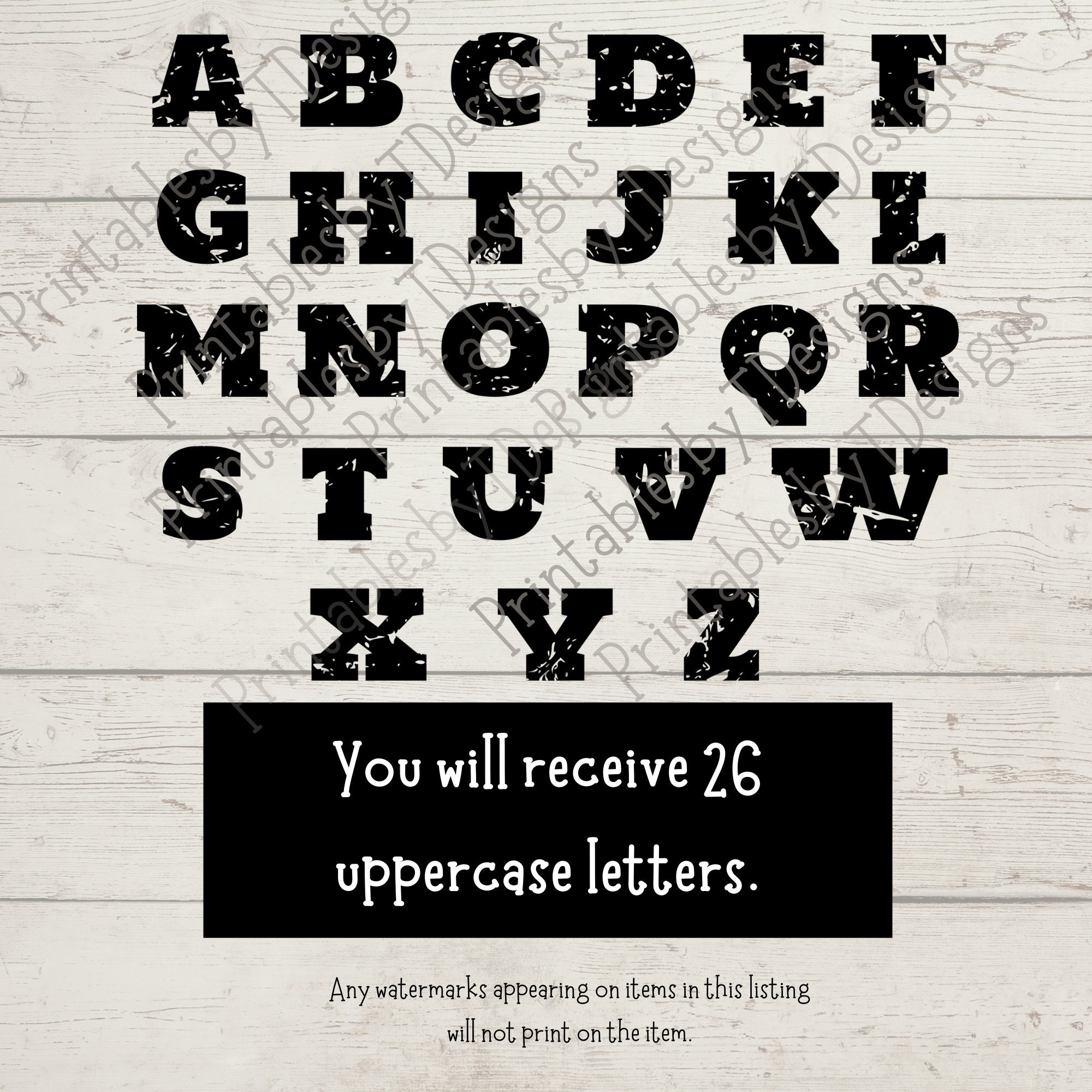 Distressed Uppercase Letters SVG, Grunge Overlay PNG, Textured Alphabet ...